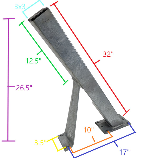EZ Loader 3x3" Winch Post with Support Brace 250-021780-10 – EZ Loader ...